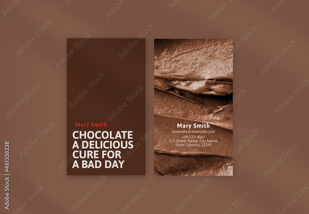 Chocolate Business Card Template in Brown with Frosting Texture Stock ...