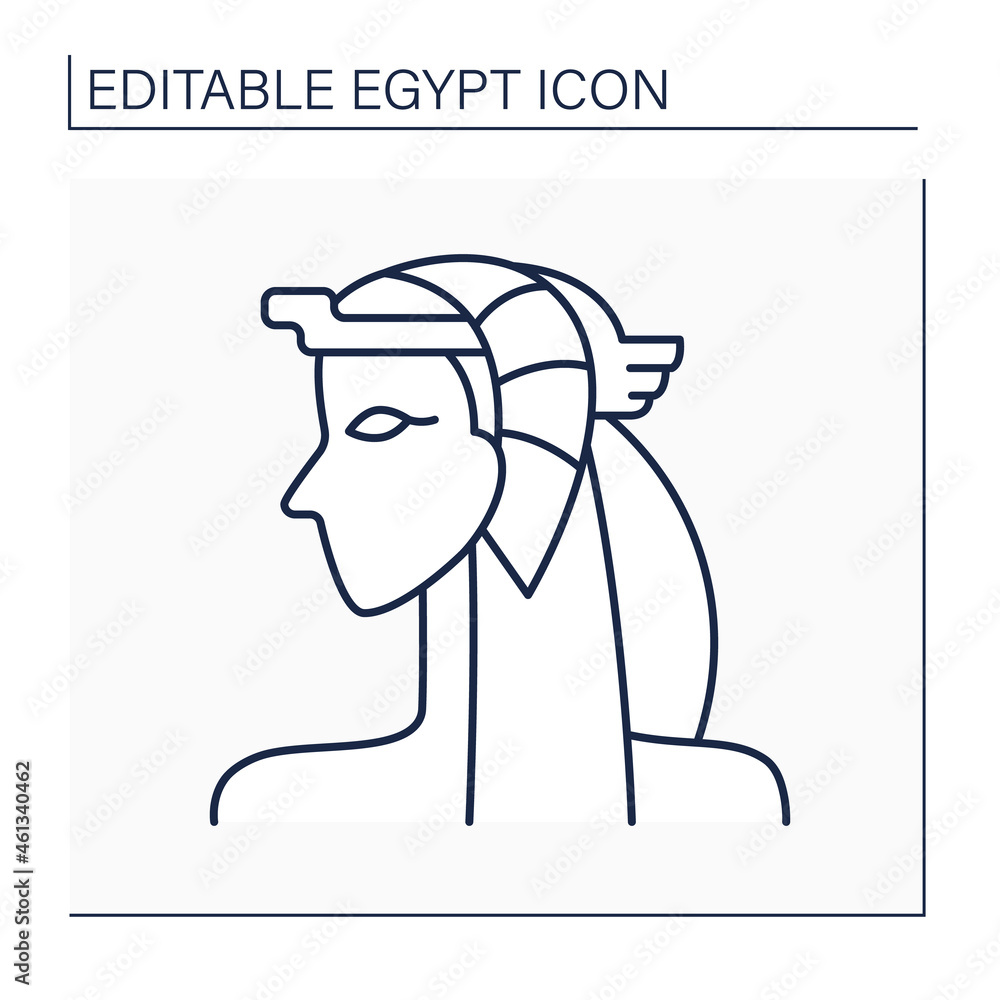 Cleopatra line icon. Queen of Egypt. Last royal ruler in ancient Egypt ...