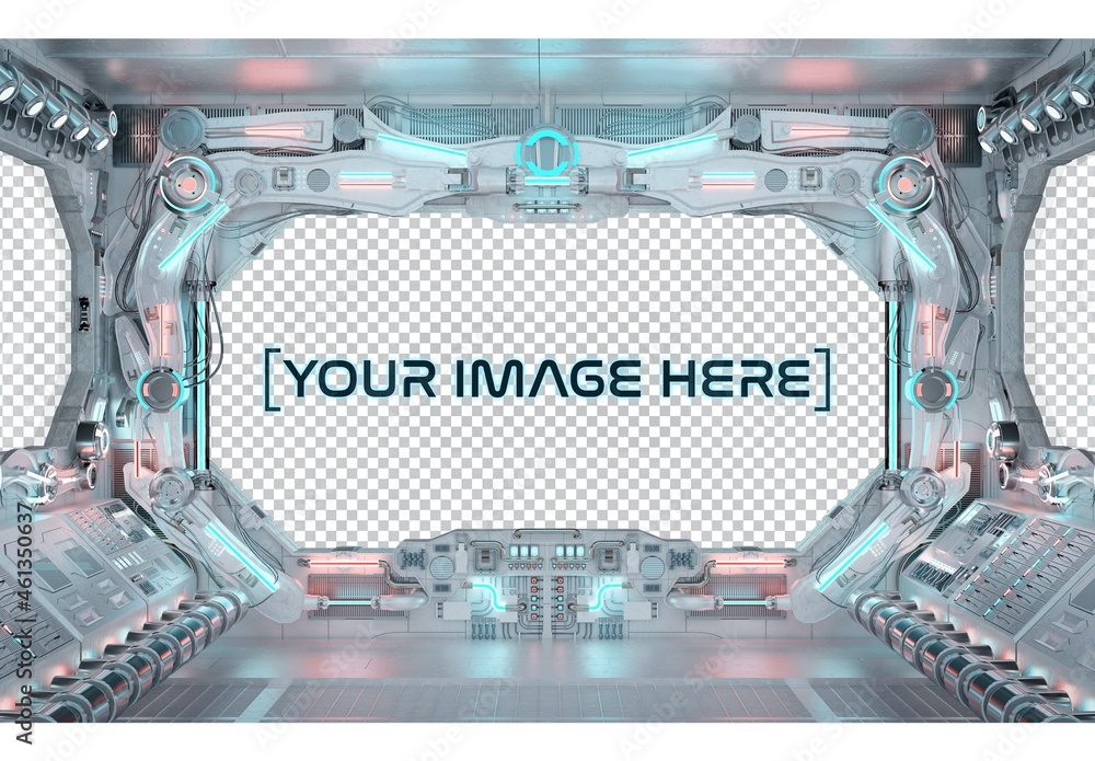 Spaceship Cockpit Interior Mockup with Isolated Window Stock Template ...
