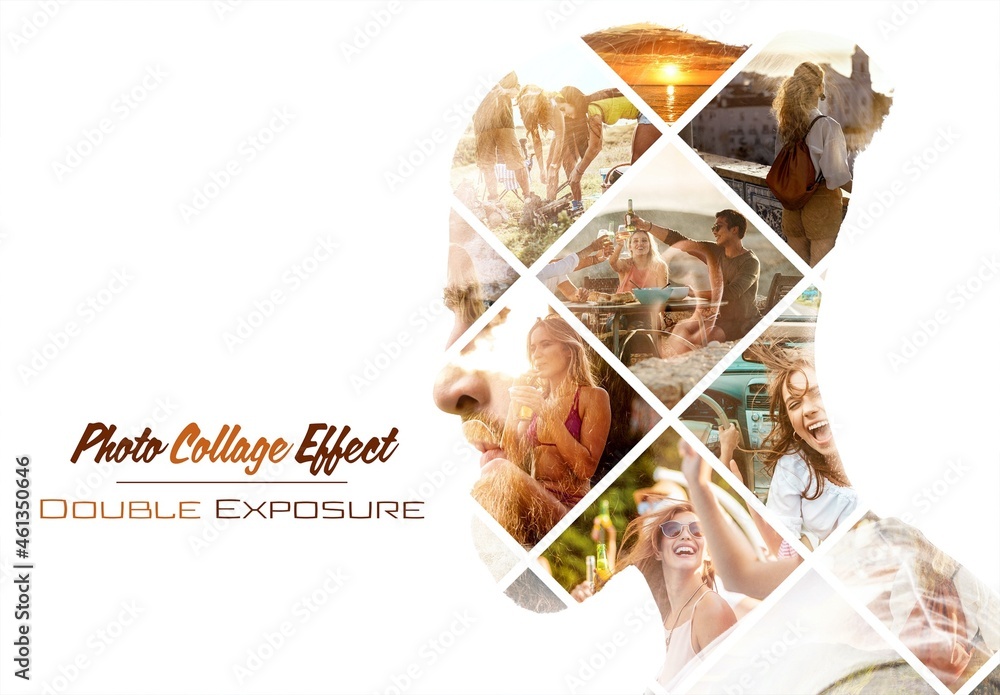 Photo Collage Double Exposure Effect Mockup Stock Template | Adobe Stock