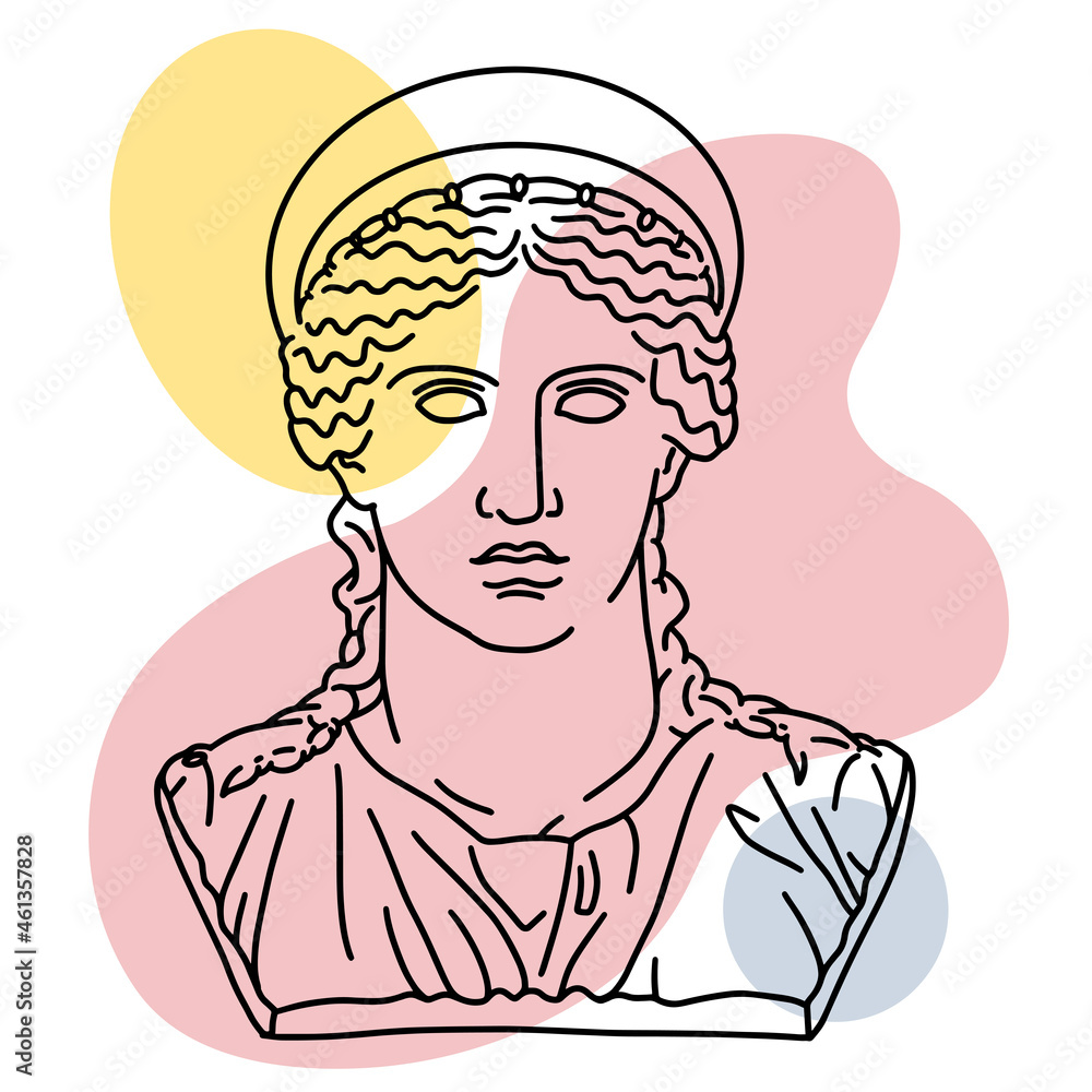 Hand drawn vector of ancient Greek goddess Hera head. Illustration of ...