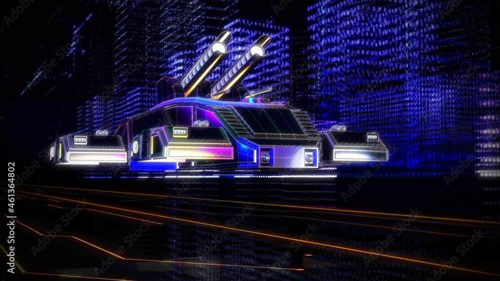 Artificial Cyber Tank Military Vehicle Breaking Through Firewall In ...