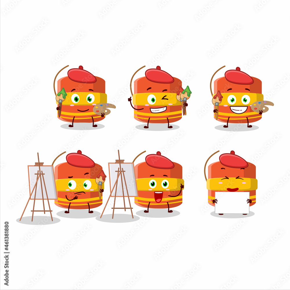 Artistic Artist of cylindrical firecracker cartoon character painting ...