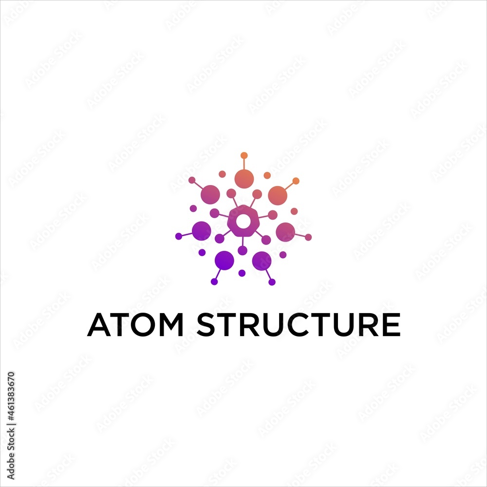 atom structure molecular logo vector, biotechnology element design ...