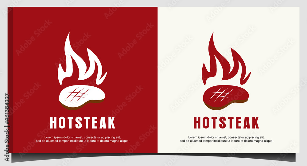 Roasted steak grill fire flame logo Vector Stock Vector | Adobe Stock