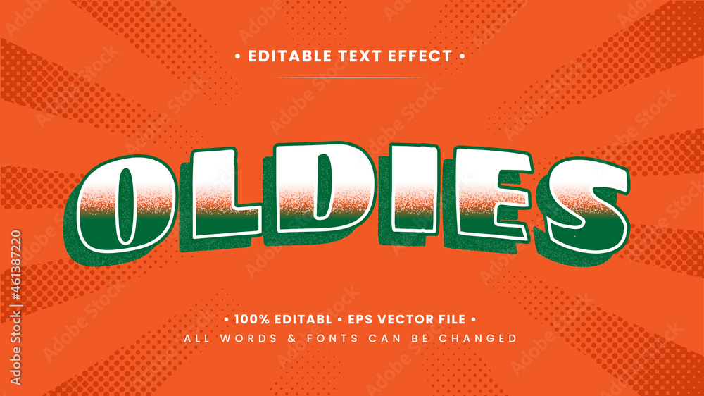 Vintage Oldies Retro 3d Text Style Effect. Editable illustrator text ...