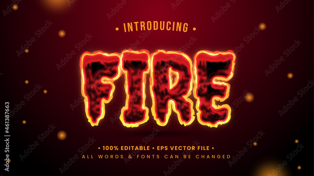Burning Fire 3d Text Style Effect. Editable illustrator text style ...