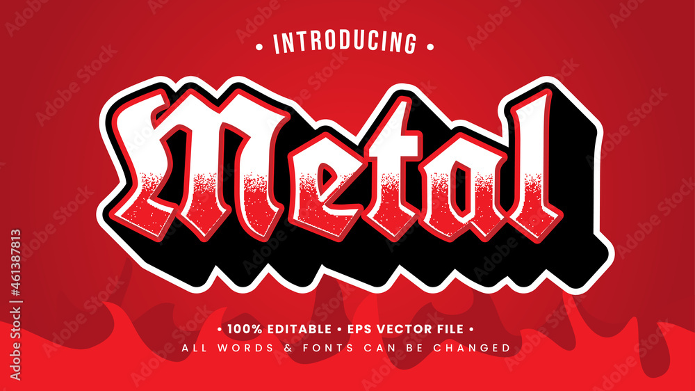 Red Musical Metal 3d Text Style Effect. Editable illustrator text style ...