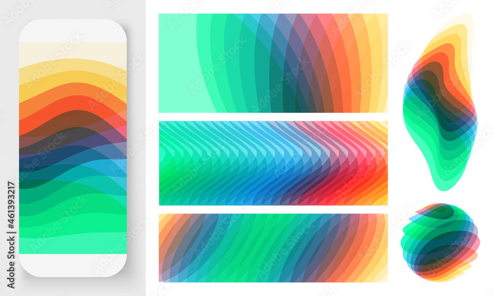 Abstract background with dynamic effect. Set of various overlapping ...