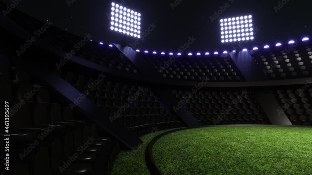 Sport stadium background, flashing lights . Glowing stadium lights, 3d ...