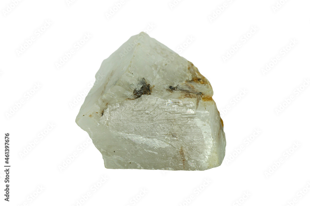Non-metallic mineral specimen of raw Calcite rock isolated on white ...