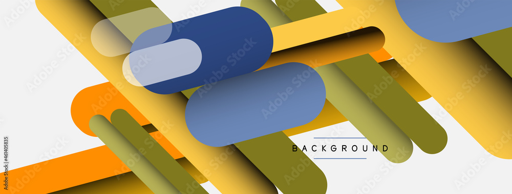 Overlapping round shapes and lines background. Vector illustration for ...