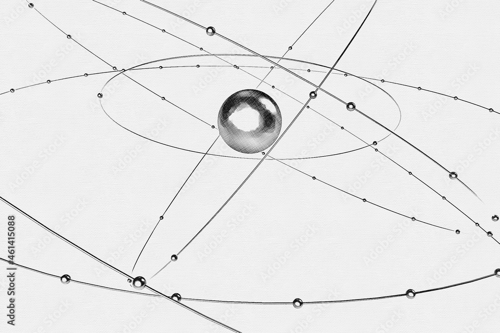 Electron and atom model, quantum mechanics, subatomic structure ...