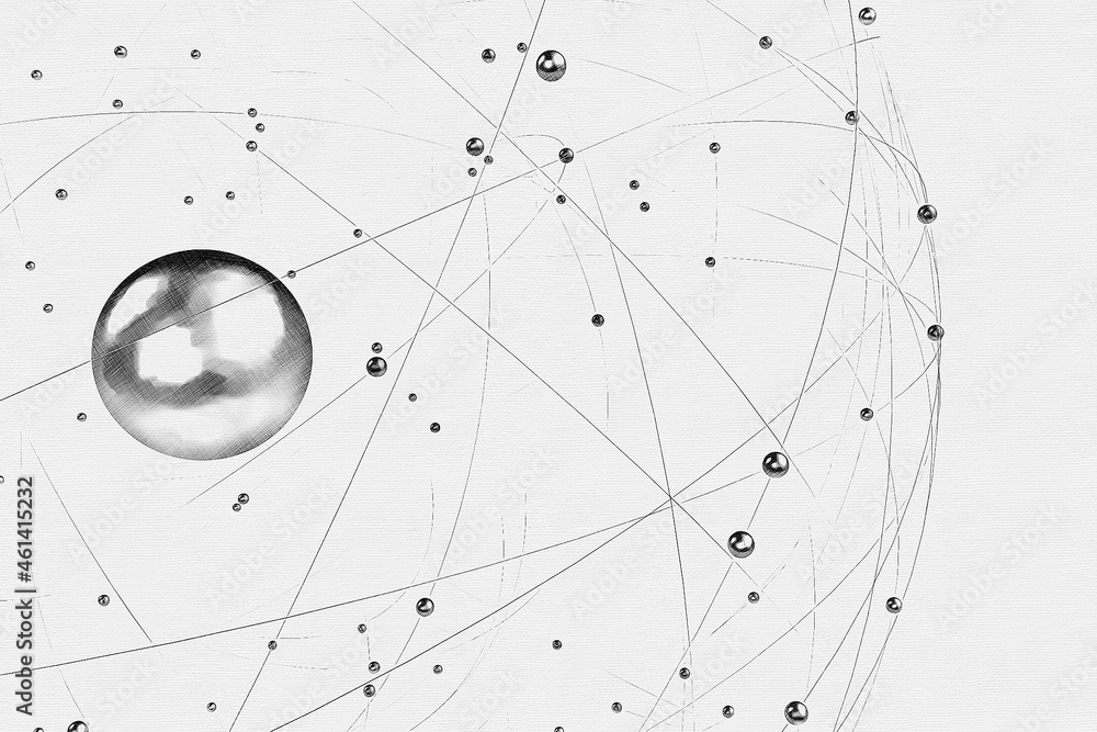 Electron and atom model, quantum mechanics, subatomic structure illustration Stock Illustration ...