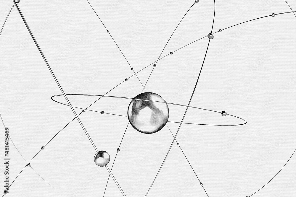 Electron and atom model, quantum mechanics, subatomic structure ...