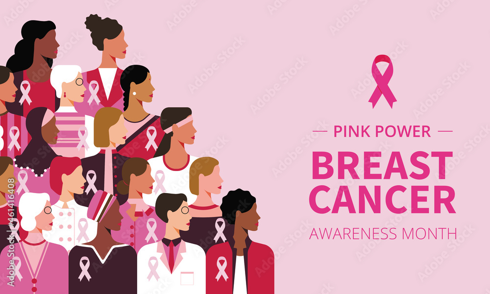 Vetor de Pink October campaign web banner. Breast cancer awareness ...