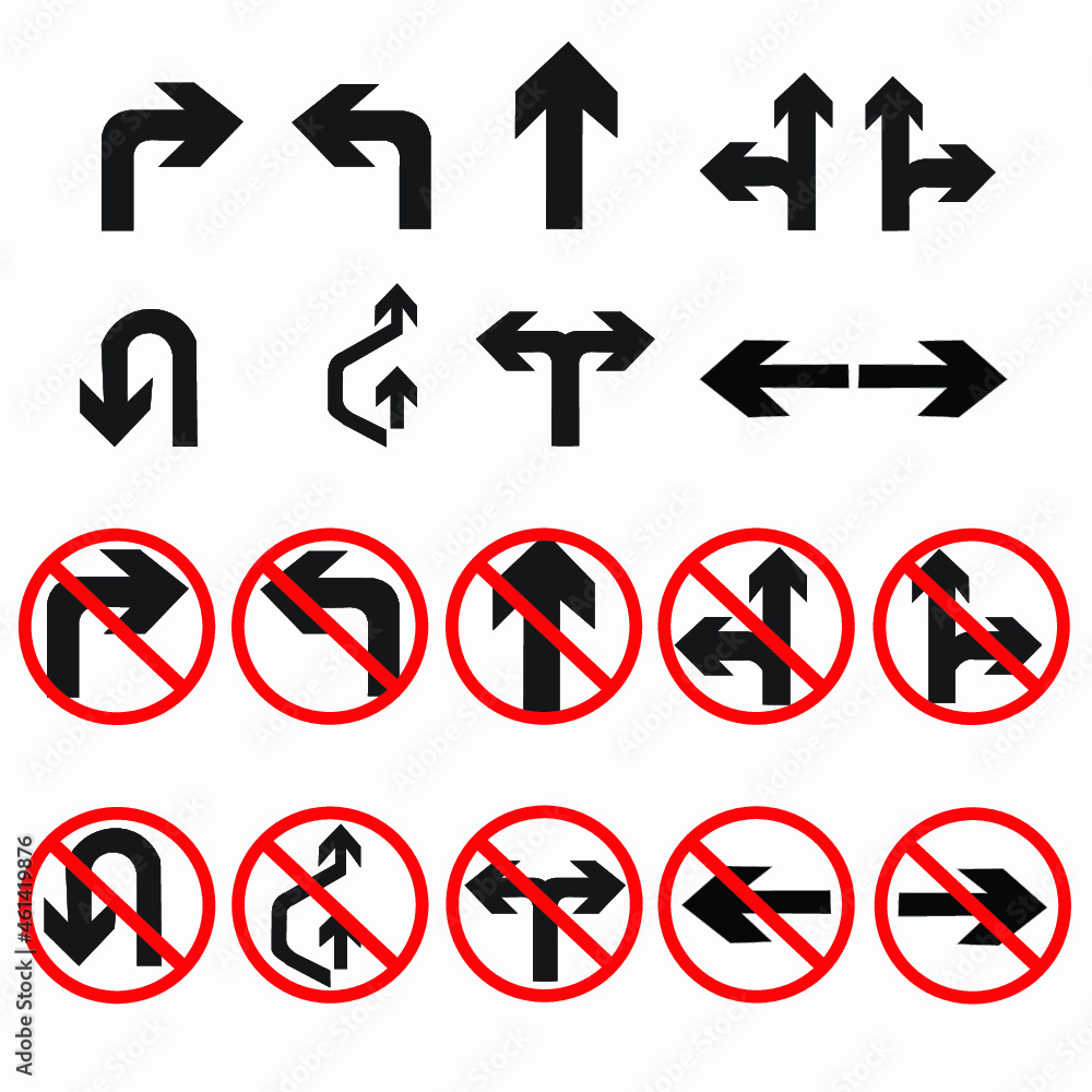 Vector right arrow flat warning sign. Triangle icon uses black and ...