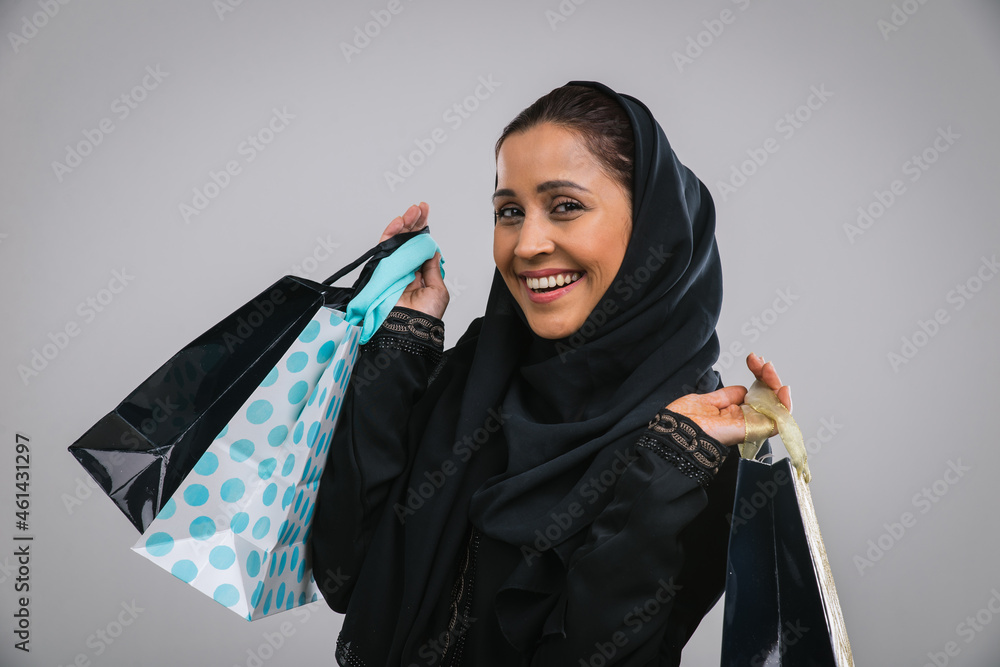 Beautiful middle eastern woman wearing abaja Stock Photo | Adobe Stock