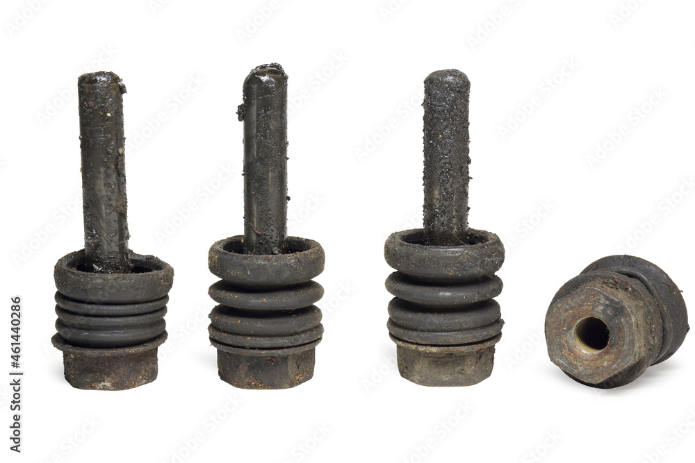 brake caliper guide pins set of front brakes, lubricated, wear out ...