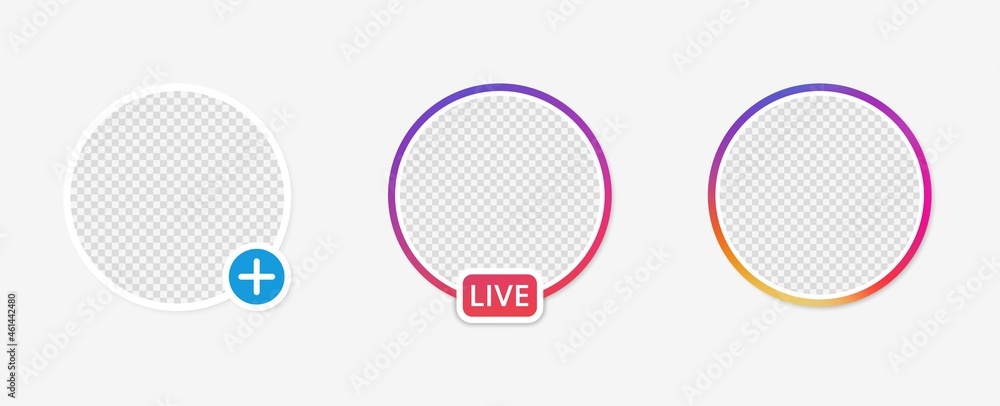 Instagram story, live stream, new story badge vector set. Isolated ...