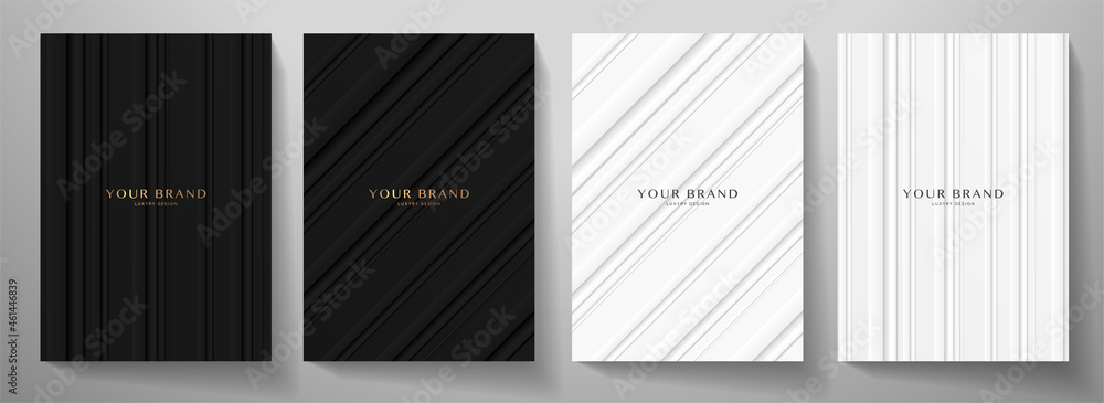 Premium stripe cover design set. Premium black and white line pattern ...