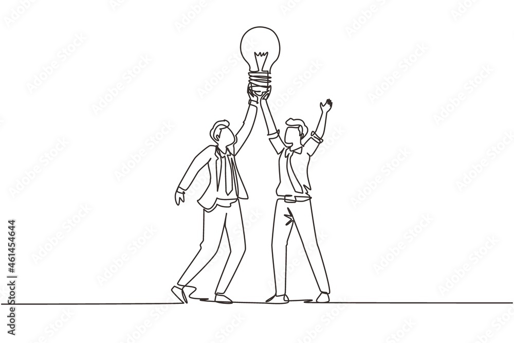 Single continuous line drawing goal achievement, winning, teamwork ...