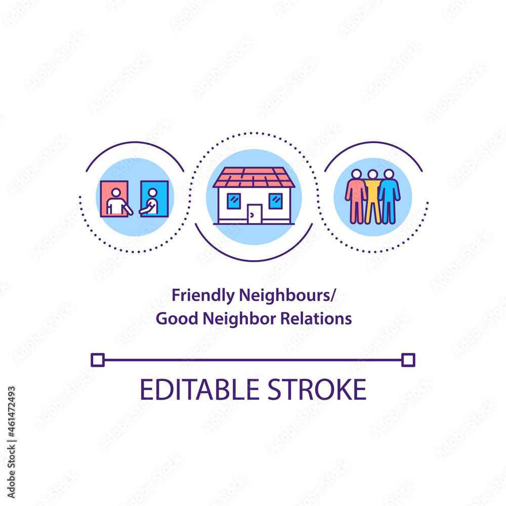 Friendly neighbours concept icon. Good neighbor relations abstract idea ...