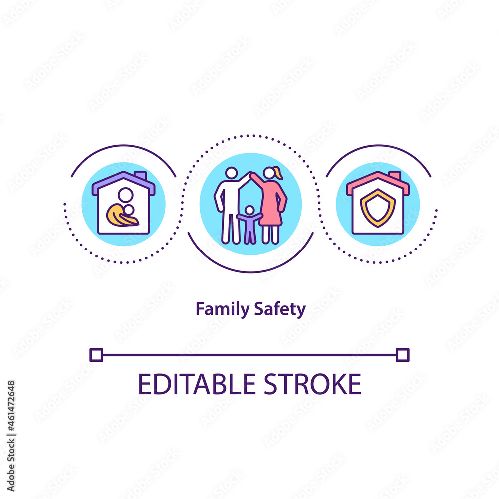 Family safety concept icon. Home security abstract idea thin line ...