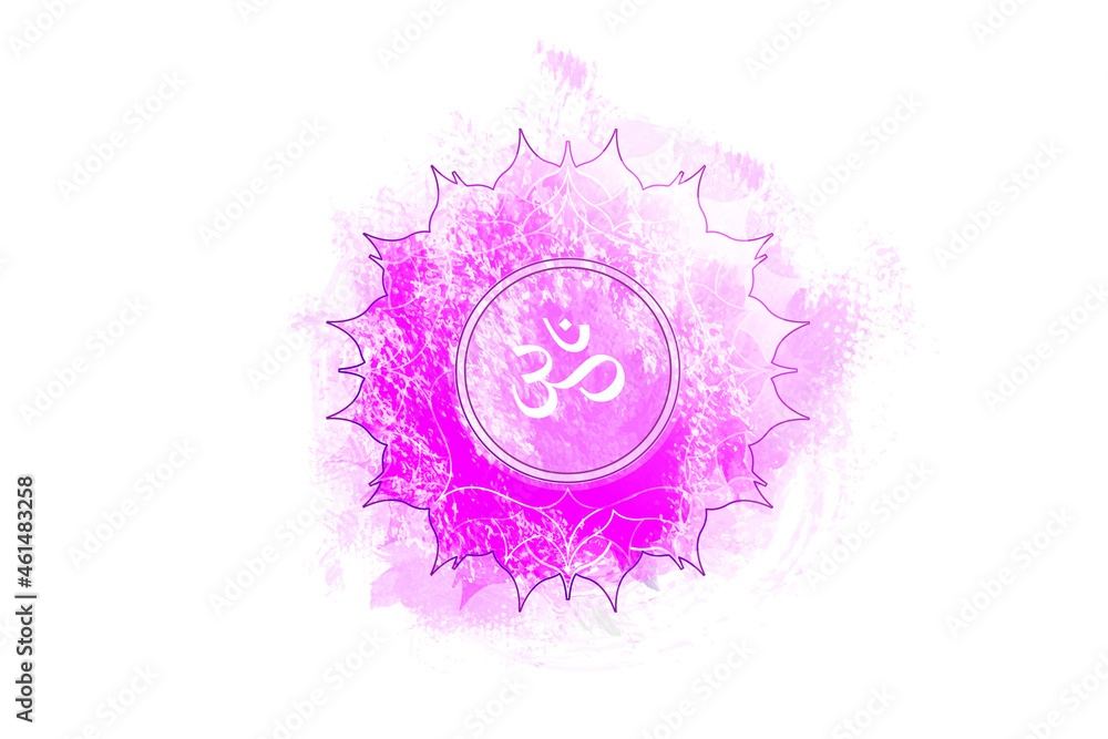seventh chakra of Sahasrara, Crown chakra logo template in watercolor ...