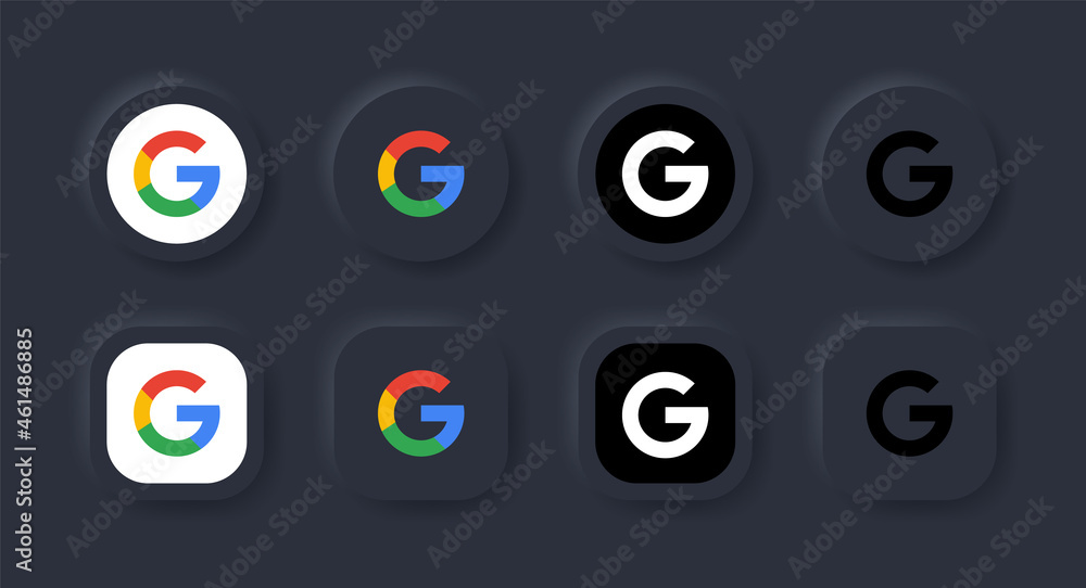 Google logo - google icon in black neumorphism buttons for social media ...