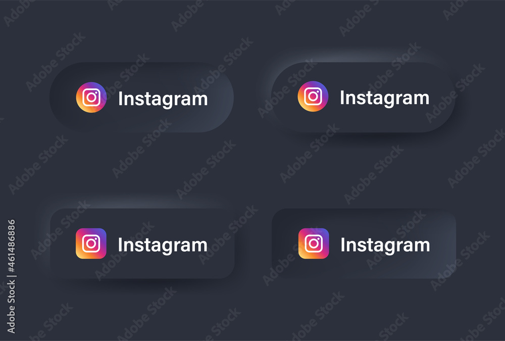 Instagram logo - instagram icon in black neumorphism buttons for social ...