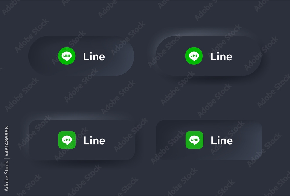 Line logo - line icon in black neumorphism buttons for social media ...