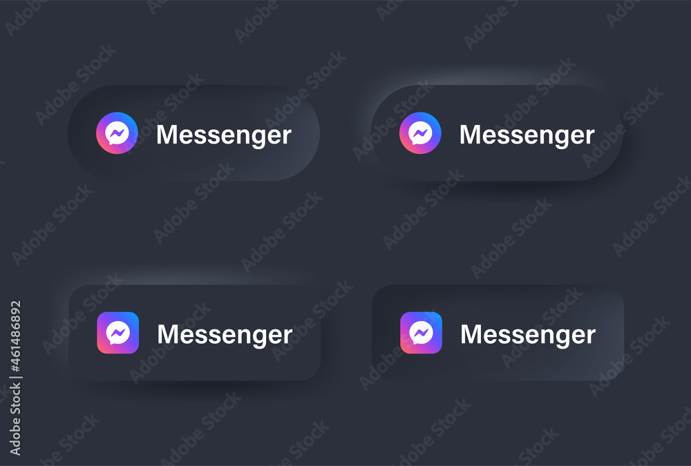 Vetor de Messenger logo - messenger icon in black neumorphism buttons ...