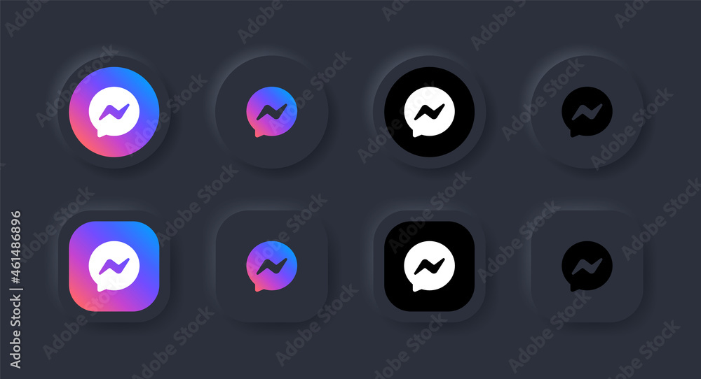Messenger logo - messenger icon in black neumorphism buttons for social ...