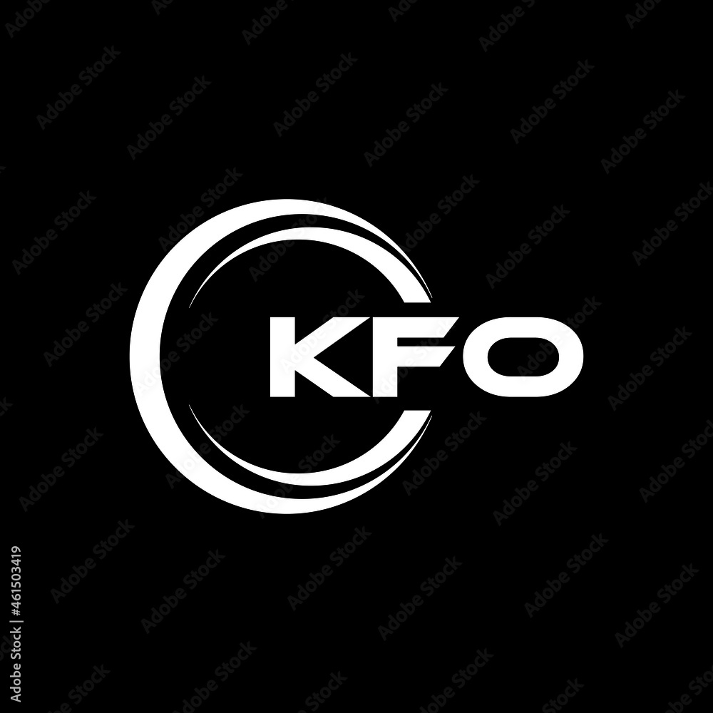 KFO letter logo design with black background in illustrator, vector ...