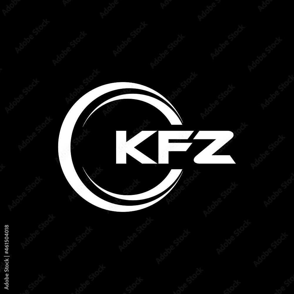 KFZ letter logo design with black background in illustrator, vector ...