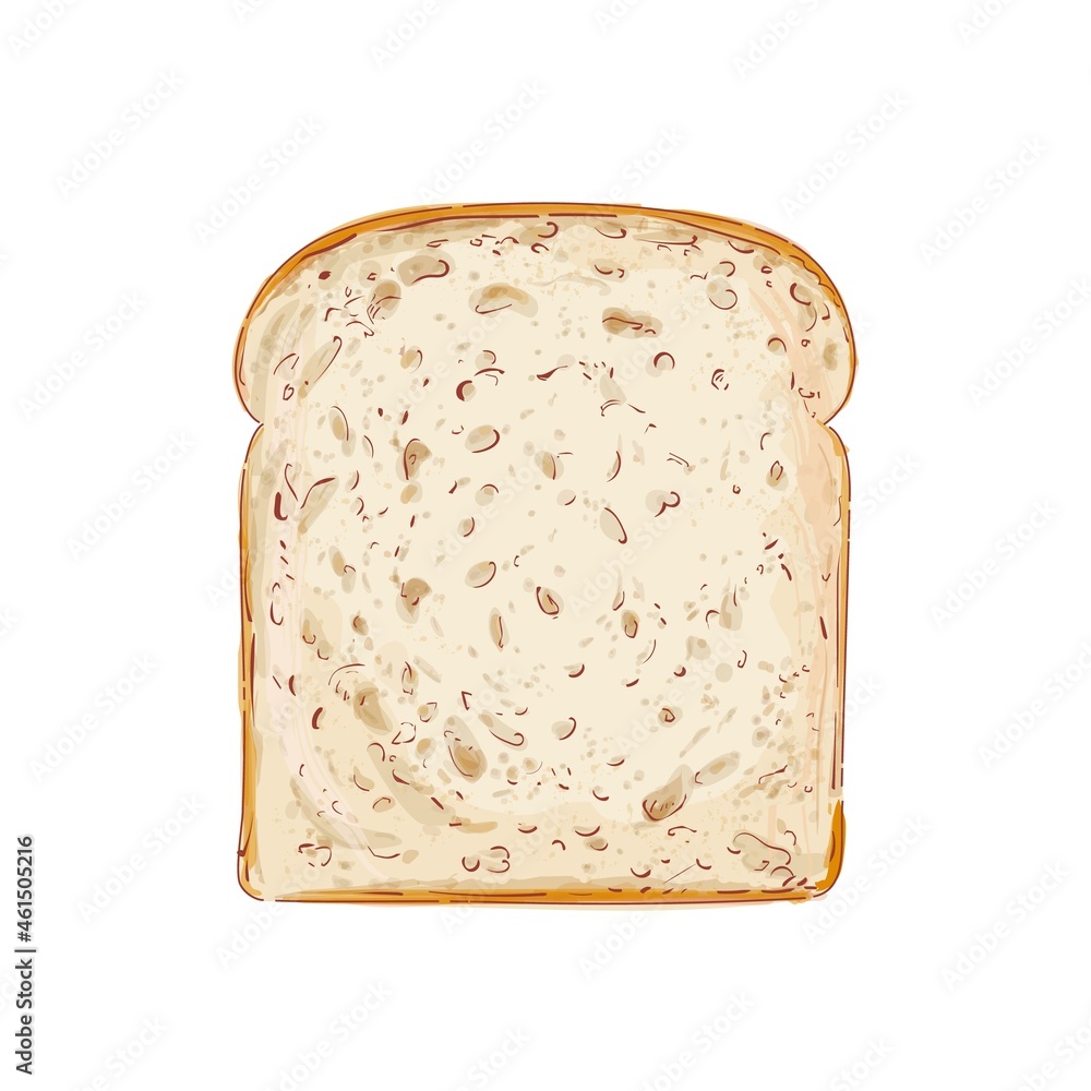 Vector Sliced bread toast. Slice of a whole wheat bread. Bakery, piece of roasted crouton for ...