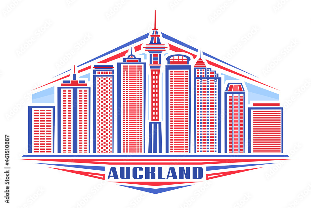 Vector illustration of Auckland, horizontal poster with linear design ...