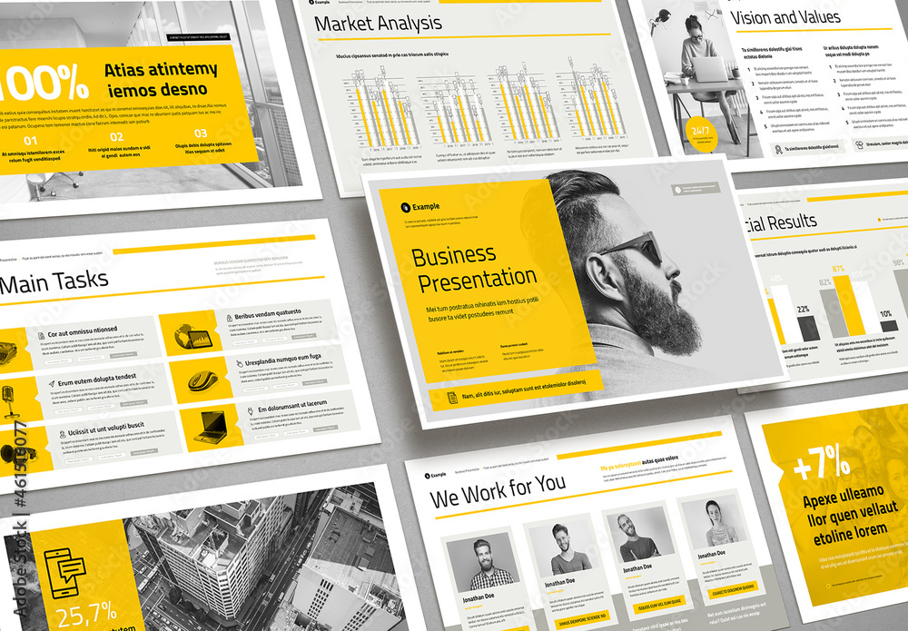 Landscape Presentation Layout in Light Beige with Yellow Accents Stock ...