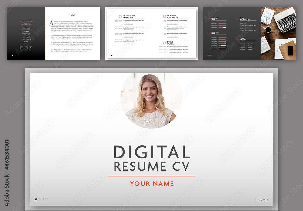Digital Resume CV Layout Stock Template | Adobe Stock