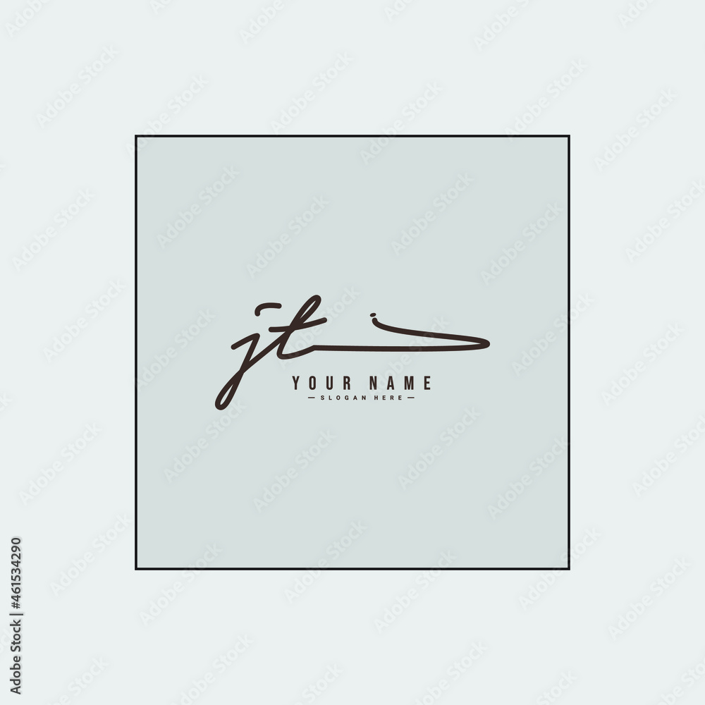 Initial Letter JT Logo - Hand Drawn Signature Logo Stock Vector | Adobe ...