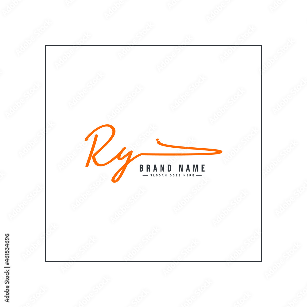 Initial Letter RY Logo - Hand Drawn Signature Style Logo Stock Vector ...