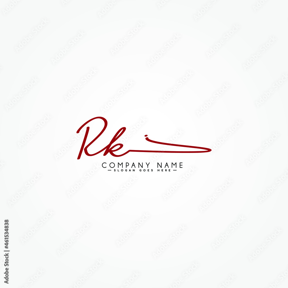 Initial Letter RK Logo - Handwritten Signature Style Logo Stock Vector ... Initial Letter RK Logo - Handwritten Signature Style Logo Stock Vector ...