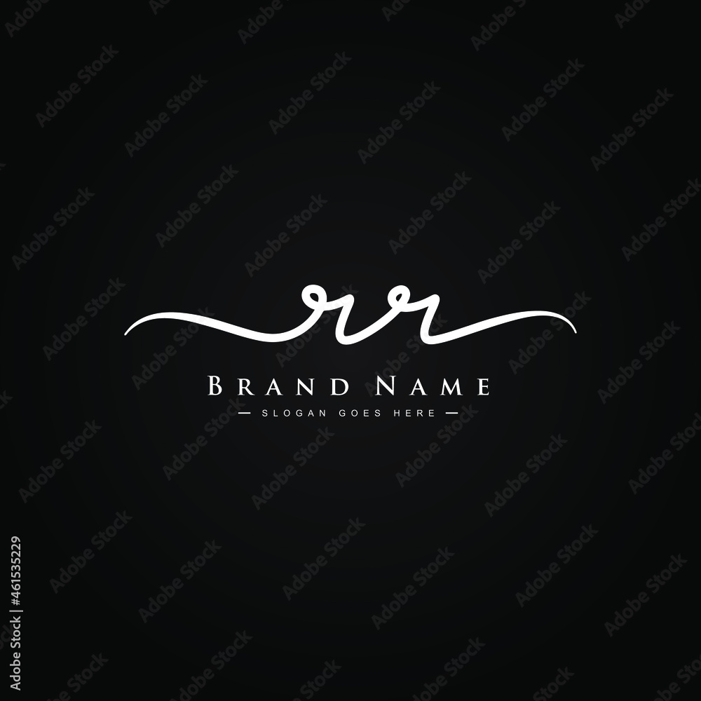 Initial Letter RR Logo - Handwritten Signature Style Logo Stock Vector ...