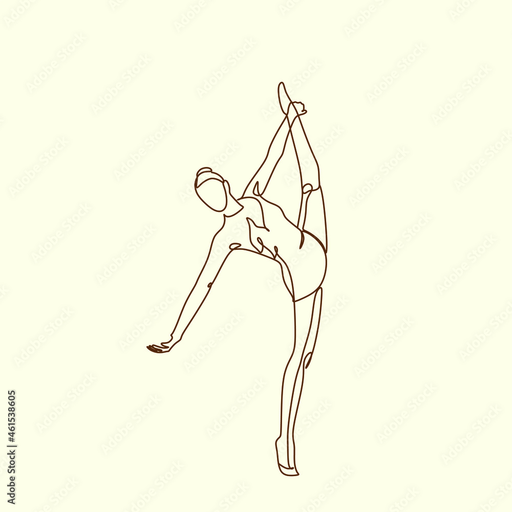 Single continuous line drawing of young beauty professional gymnast ...