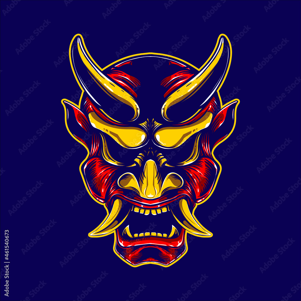 red oni mask Stock Vector | Adobe Stock
