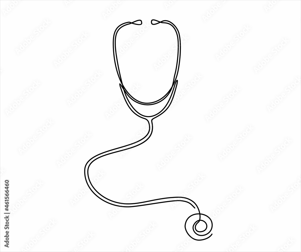One line continuous drawing design of stethoscope Stock Vector | Adobe ...