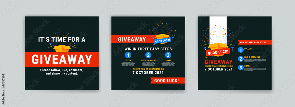 Giveaway poster template design for social media post or website banner ...