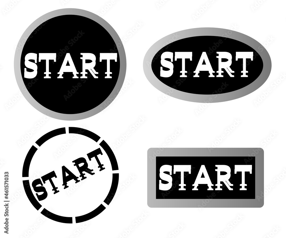 Start logo. start word vector. The word button starts with a modern ...