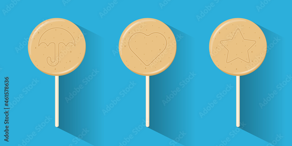 Vector illustration of Dalgona candy. Dalgona is a Korean candy with ...